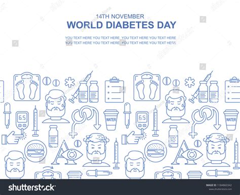 Diabetes Vector Linear Background Place Text 库存矢量图（免版税）1184860342 Shutterstock