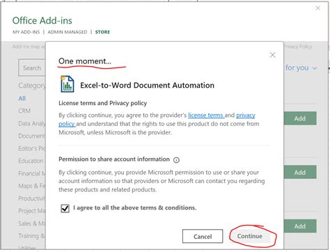 Office Add Ins Not Loading And Continue Button Greyed Out Microsoft Qanda
