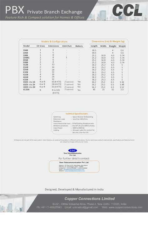 Ccl 432b Epabx System Intercom System With 4 Co Line 16 Extensions