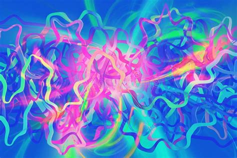 Abstract Multicolor Curved Tangled Lines Stock Illustration