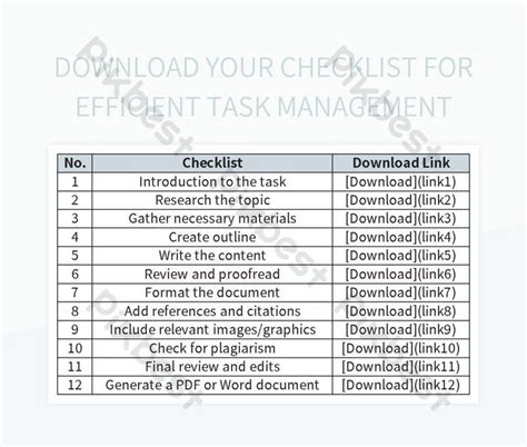 download your checklist for efficient task management excel template