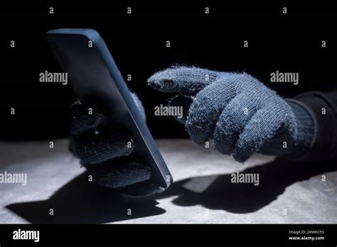 Hacker Hand Hacking Mobile Phone Security Cyber Security Concept Stock