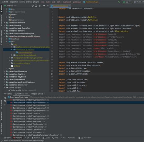 Android Ionic Revenuecat Cannot Resolve Symbol Hybridcommon And More Stack Overflow