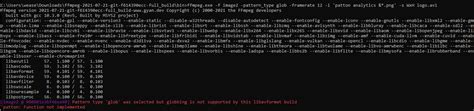pattern type glob not supported · issue 23 · gyand codexffmpeg · github