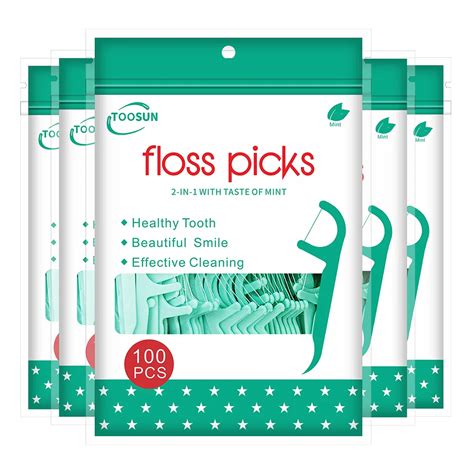500pcs Mint Flavor Dental Floss Picks Toothpicks With Thread Fil
