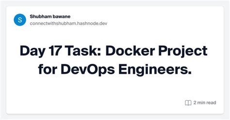 Shubham Bawane On Linkedin Day 17 Task Docker Project For Devops Engineers