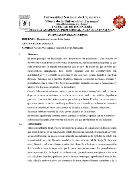 Preparación De Soluciones Pdf Concentración Solubilidad