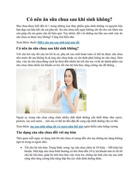 PPT - Có nên ăn sữa chua sau khi sinh không PowerPoint Presentation ...