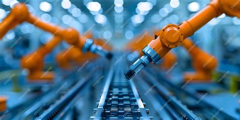 efficient orange industrial robots on assembly line for high production