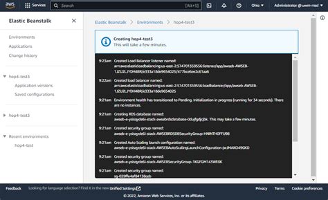 provision an elastic beanstalk environment for a web application uw