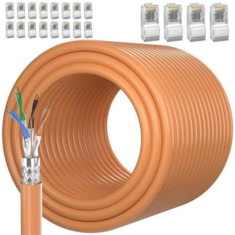 Yichuhaoxi 328 Ft Cat 7 Shielded Gold Plated Ethernet Cable Wire Brown