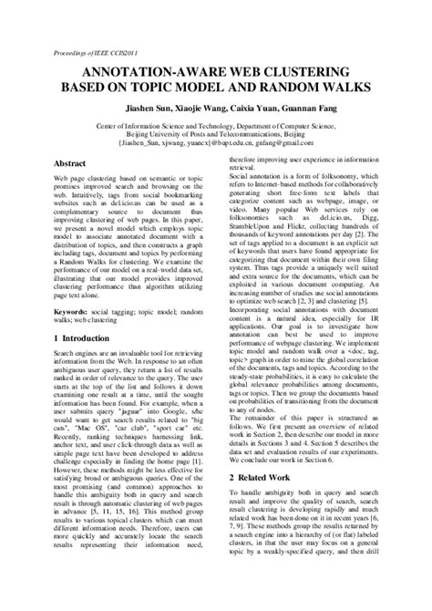 Pdf Annotation Aware Web Clustering Based On Topic Model And Random Walks