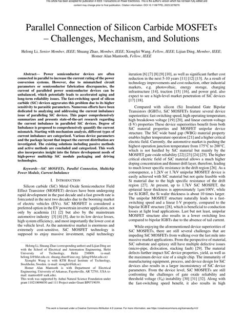 PDF Parallel Connection Of Silicon Carbide MOSFETs Challenges Mechanism And Solutions