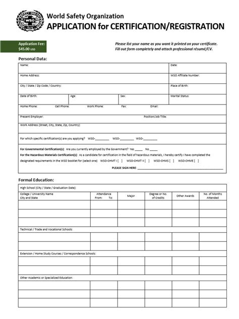 Wso Certification Application Form Pdf Discrimination Professional Certification