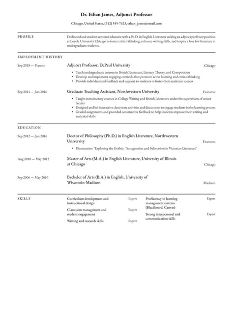 Adjunct Professor Resume Sample Professor Resume Samples And