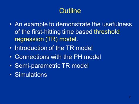 Threshold Regression Models Mei Ling Ting Lee University Of Maryland College Park Ppt Download