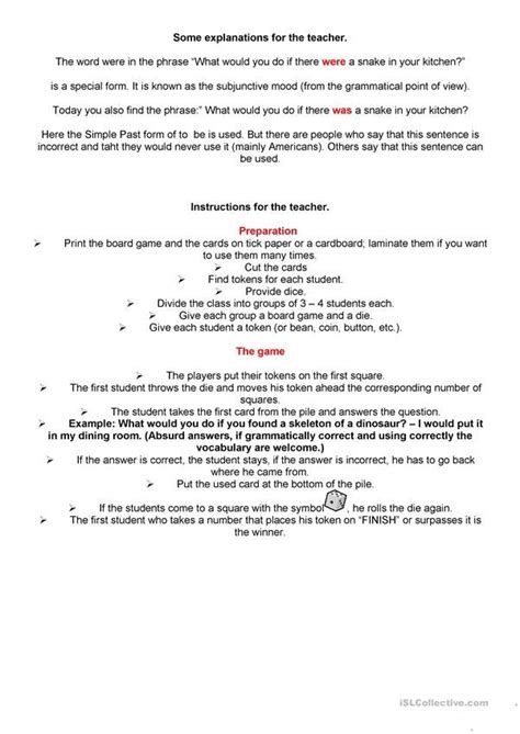 Board Game What Would You Do If Conditional English ESL Worksheets Grammar Practice