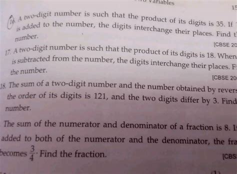 16 A Two Digit Number Is Such That The Product Of Its Digits Is 35 If