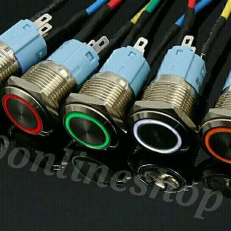 Promo Push Button 16mm Self Locking Saklar Switch On Off Tombol Motor Mobil Biru Jakarta