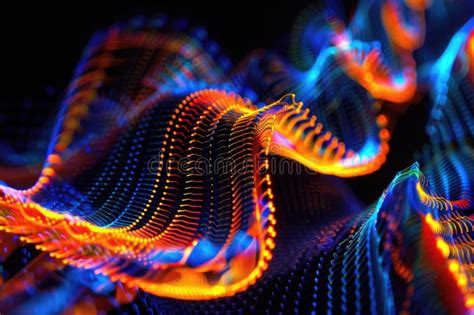 Abstract Futuristic Waves In Blue And Orange Create A Mesmerizing Visual Composition Aig62 Stock