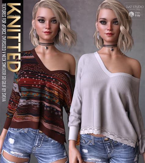 Knitted Textures For Dforce Oversized V Neck Sweater Daz 3d
