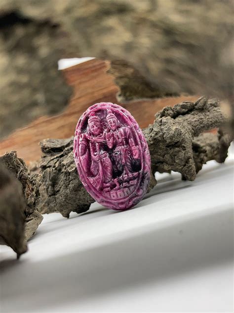 Ruby Radha Krishna Gemstone Handmade Carving Ruby Krishna Carving
