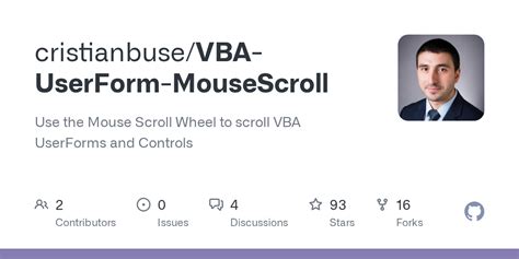 Vba Userform Mousescrollsrcdemodemoformfrm At Master · Cristianbuse