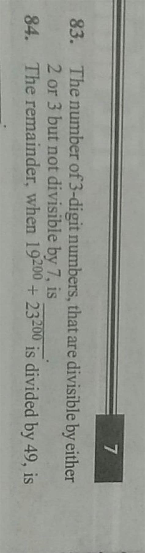 7 83 The Number Of 3 Digit Numbers That Are Divisible By Either 2 Or 3