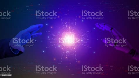 Robot And Human Hands Show Ai Icon Provide Access Information