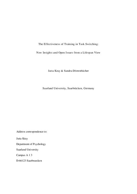pdf the effectiveness of training in task switching