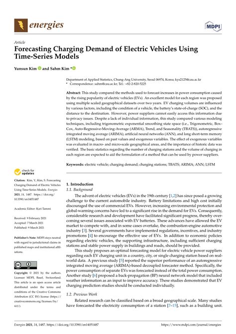 Pdf Forecasting Charging Demand Of Electric Vehicles Using Time