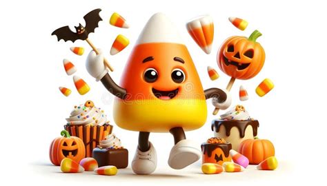 Animated Candy Corn Character With A Smiling Face Stock Illustration