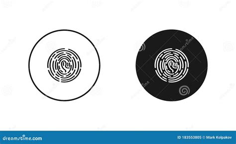 Fingerprint Touch Pointer Icon Vector Graphic Set Flat Finger Thumb Print Id Click Symbol