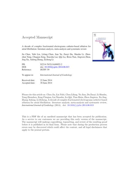 Pdf A Decade Of Complex Fractionated Electrograms Catheter Based Ablation For Atrial