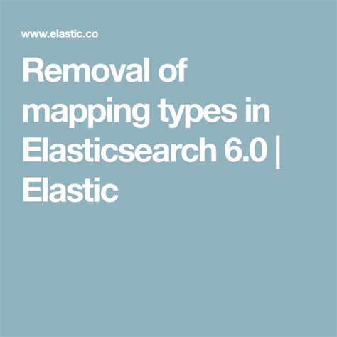 Removal Of Mapping Types In Elasticsearch Elastic