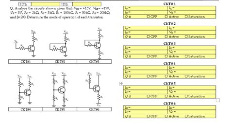 solved id1 id2 q analyze the circuits shown given that