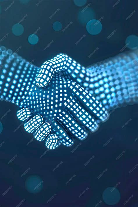 Digital Handshake Made Of Binary Code On A Black Background Symbolizing