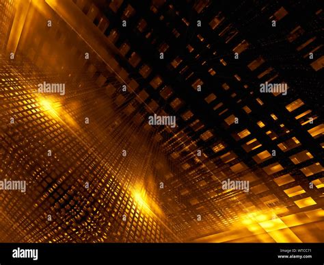 Abstract Golden Glowing Grid Digitally Generated Image D Illustration Stock Photo Alamy