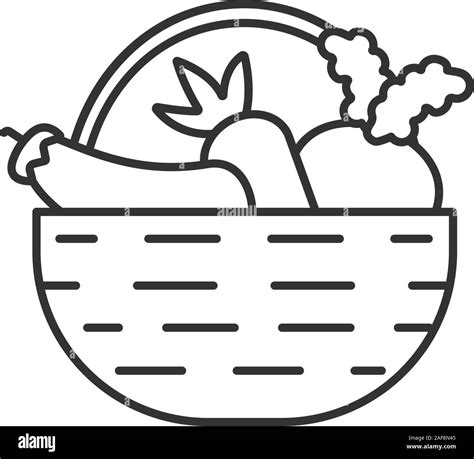 Vegetable Basket Drawing Outline