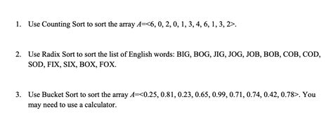 Solved 1 Use Counting Sort To Sort The Array A
