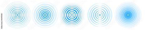 Radar Icon Collection Blue Color Isolated On White Background Signal Concentric Circles Icons