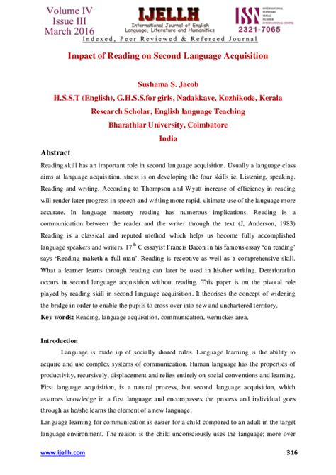 pdf impact of reading on second language acquisition