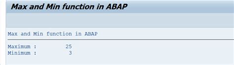 abap max and min function sapcodes