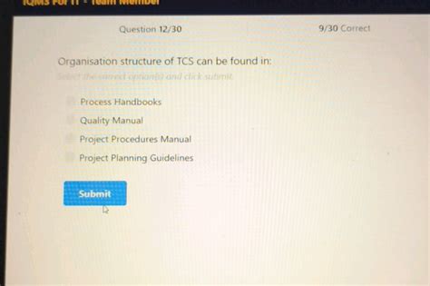 Organisation Structure Of Tcs Can Be Found In Process Handbooks Quality Manual Project