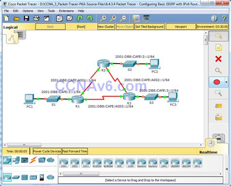 6434 Packet Tracer Configuring Basic Eigrp With Ipv6 Routing