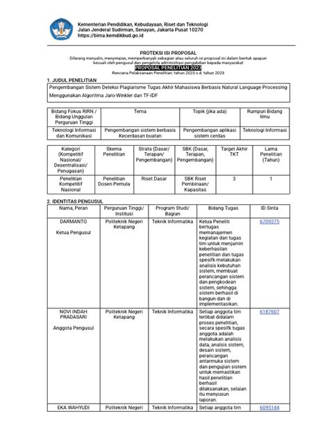 Pengembangan Sistem Deteksi Plagiarisme Tugas Akhir Mahasiswa Berbasis Natural Language