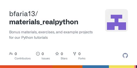 github bfaria13 materials realpython bonus materials exercises and