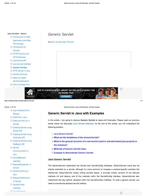 Generic Servlet in Java with Examples | PDF | Java (Programming Language) | Computer Programming