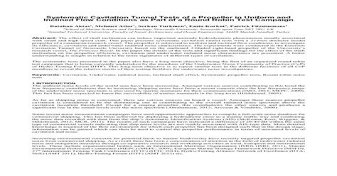 pdf systematic cavitation tunnel tests of a propeller in · pdf