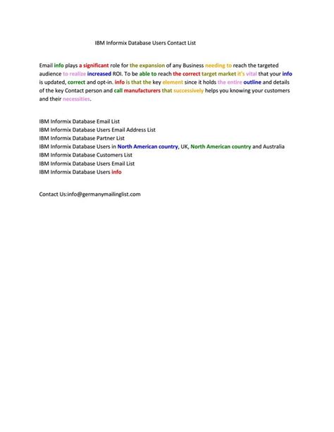 Ibm Informix Database Users Contact List Contact List Ibm Users